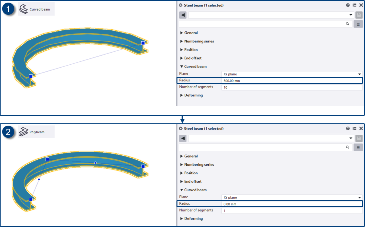 Curved Beam Converter (m174) | Trimble User Assistance